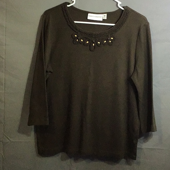 Rebecca Malone | Tops | Rebecca Malone Embellished Neck Womans Sz M Top ...